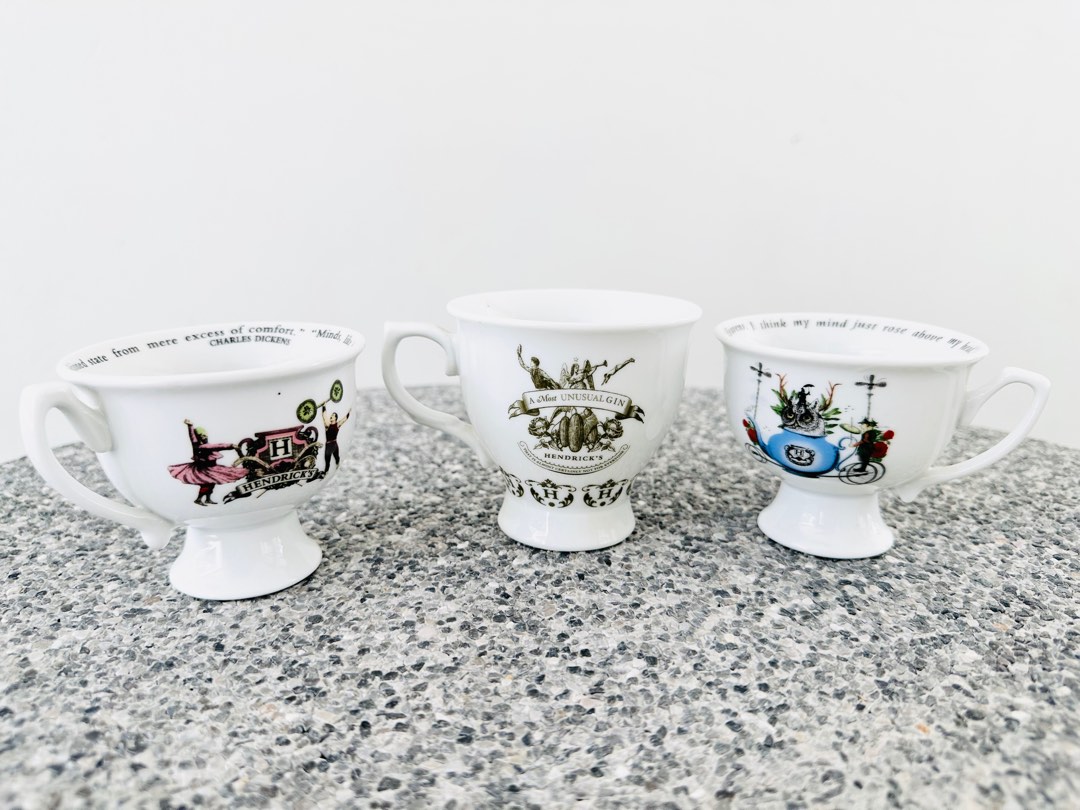 Hendricks Tea Cup Set of 3 Limited Edition, Furniture & Home Living ...