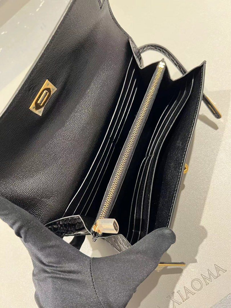 Hermes Kelly Wallet Black Alligator GHW, Luxury, Bags & Wallets on ...