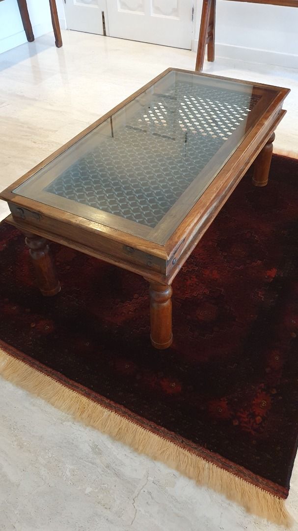 Indian Jali Teak Coffee Table, Furniture & Home Living, Furniture ...