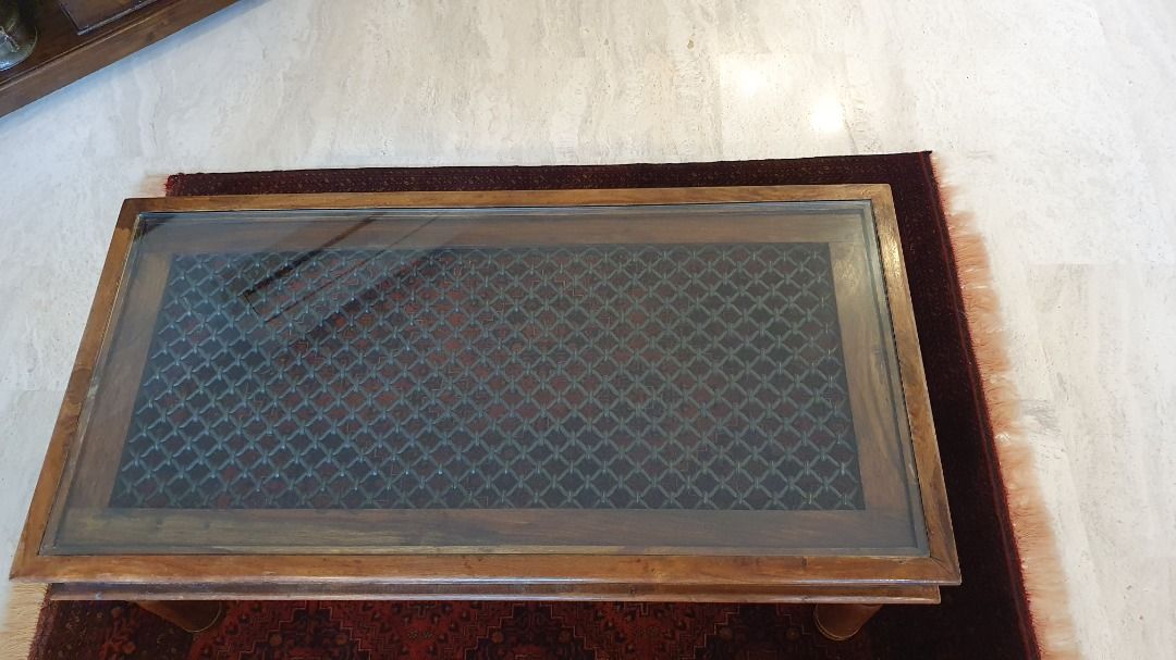 Indian Jali Teak Coffee Table, Furniture & Home Living, Furniture ...