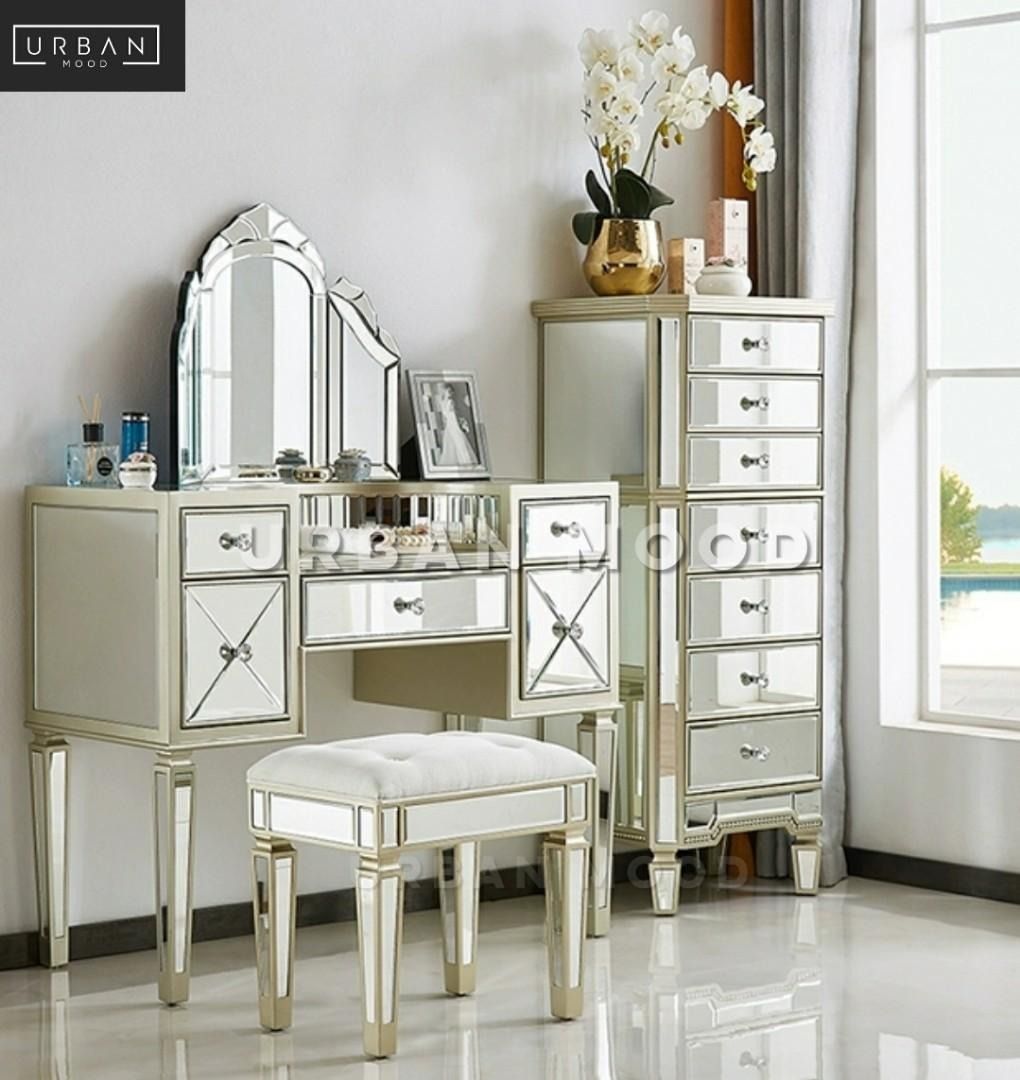 JULIETTE Victorian Mirrored Vanity Table Set, Furniture & Home Living ...
