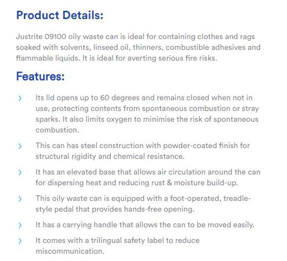 JUSRITE 09100 Oily Waste Can, Furniture & Home Living, Cleaning ... JUSRITE 09100 Oily Waste Can, Furniture & Home Living, Cleaning ...