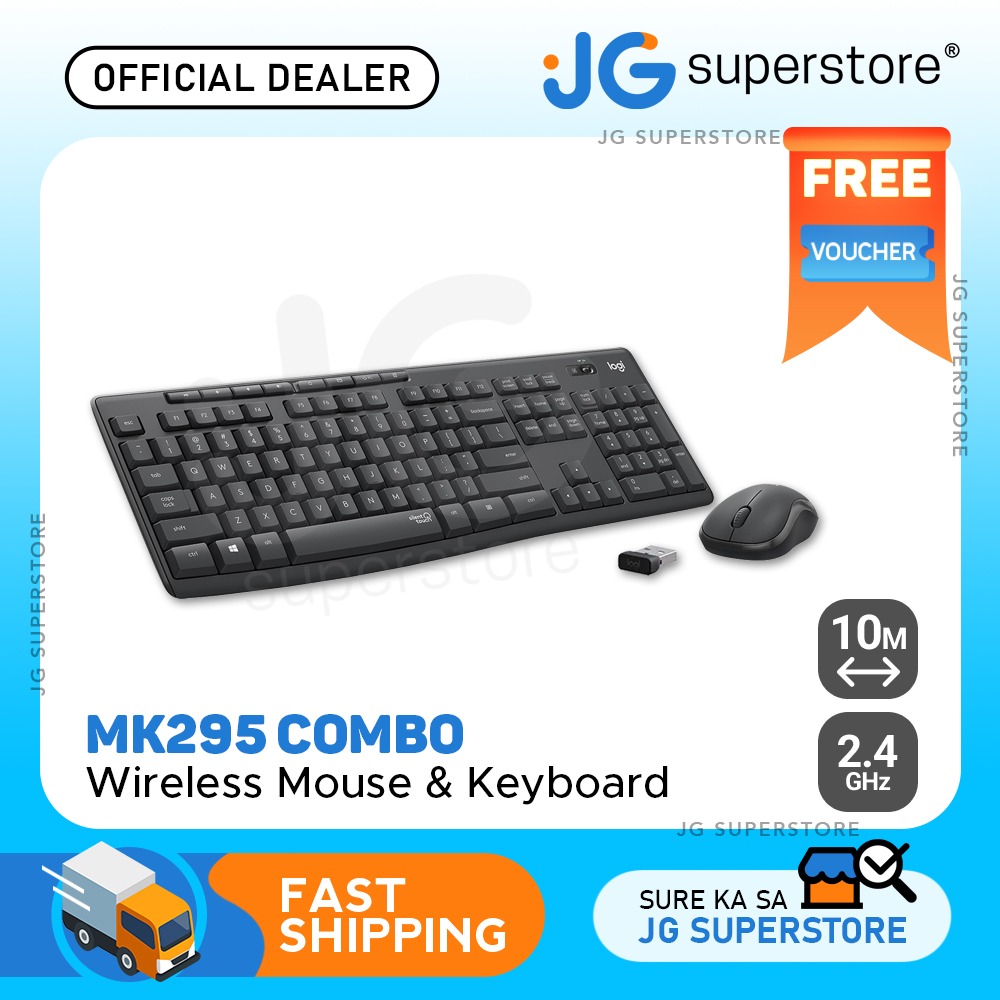 Logitech Mk295 Wireless Mouse And Full Size Keyboard Combo With 8 Shortcut Keys Silent Touch