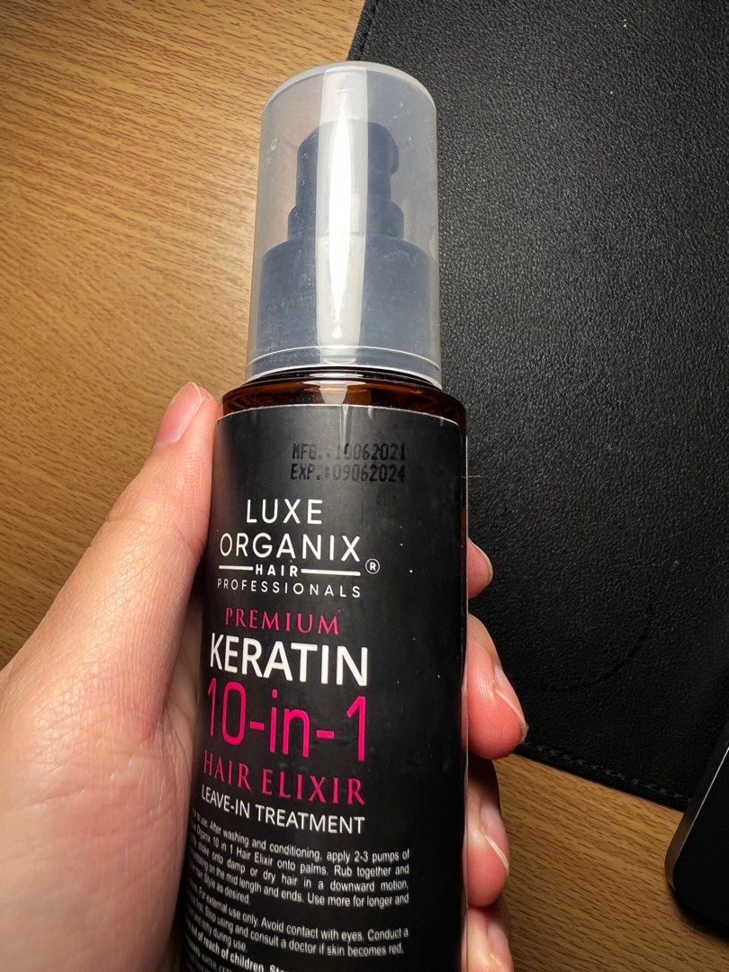 Luxe Organix Hair Professionals Premium Keratin 10-in-1 Hair Elixir Leave-in Treatment 100mL ...
