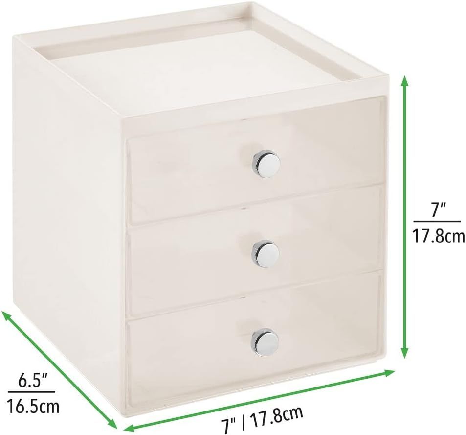 mDesign Plastic 3-Drawer Organizer for Makeup Storage - 3-Tier Storage ...