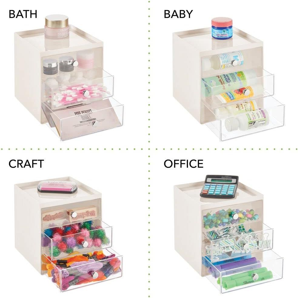 mDesign Plastic 3-Drawer Organizer for Makeup Storage - 3-Tier Storage ...