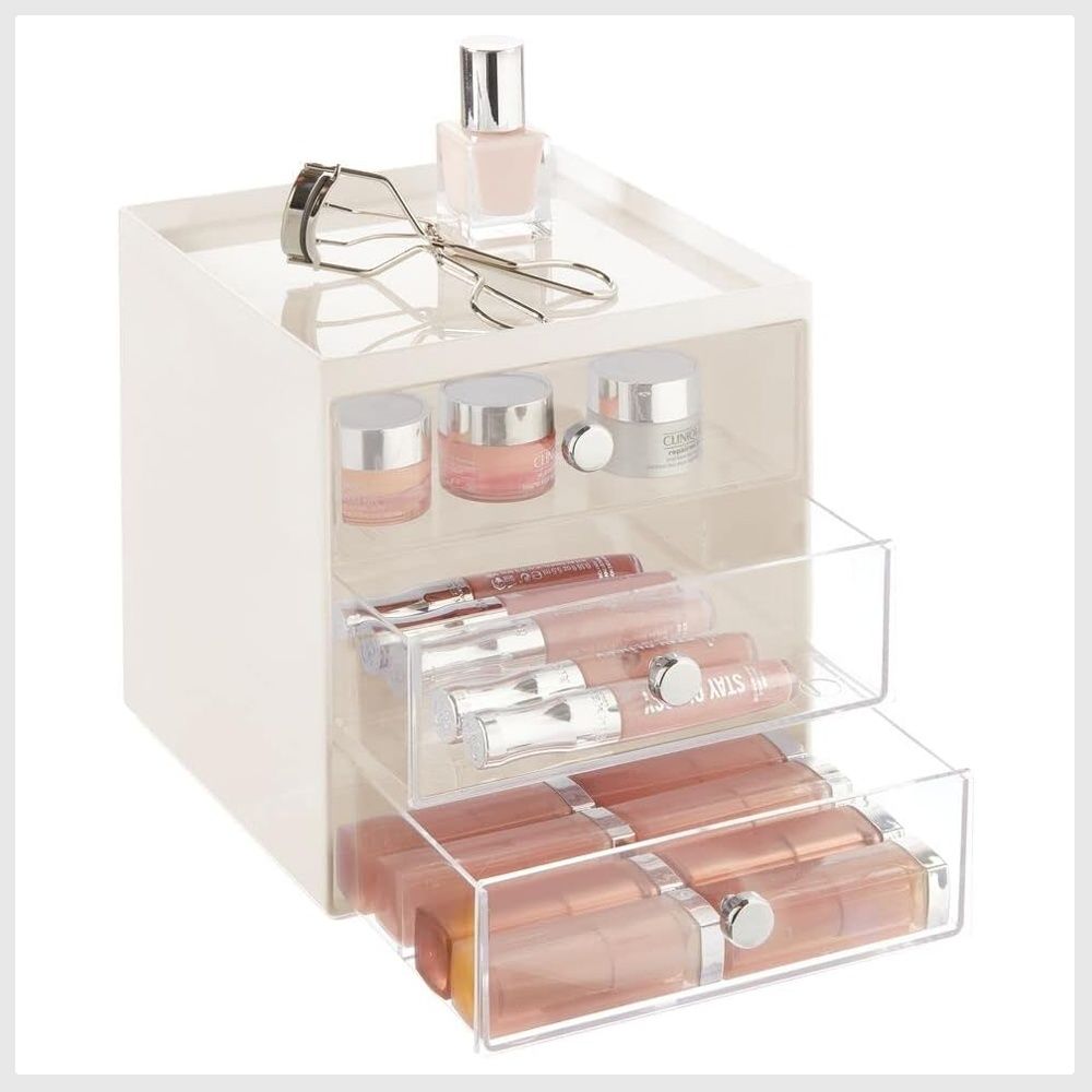 mDesign Plastic 3-Drawer Organizer for Makeup Storage - 3-Tier Storage ...