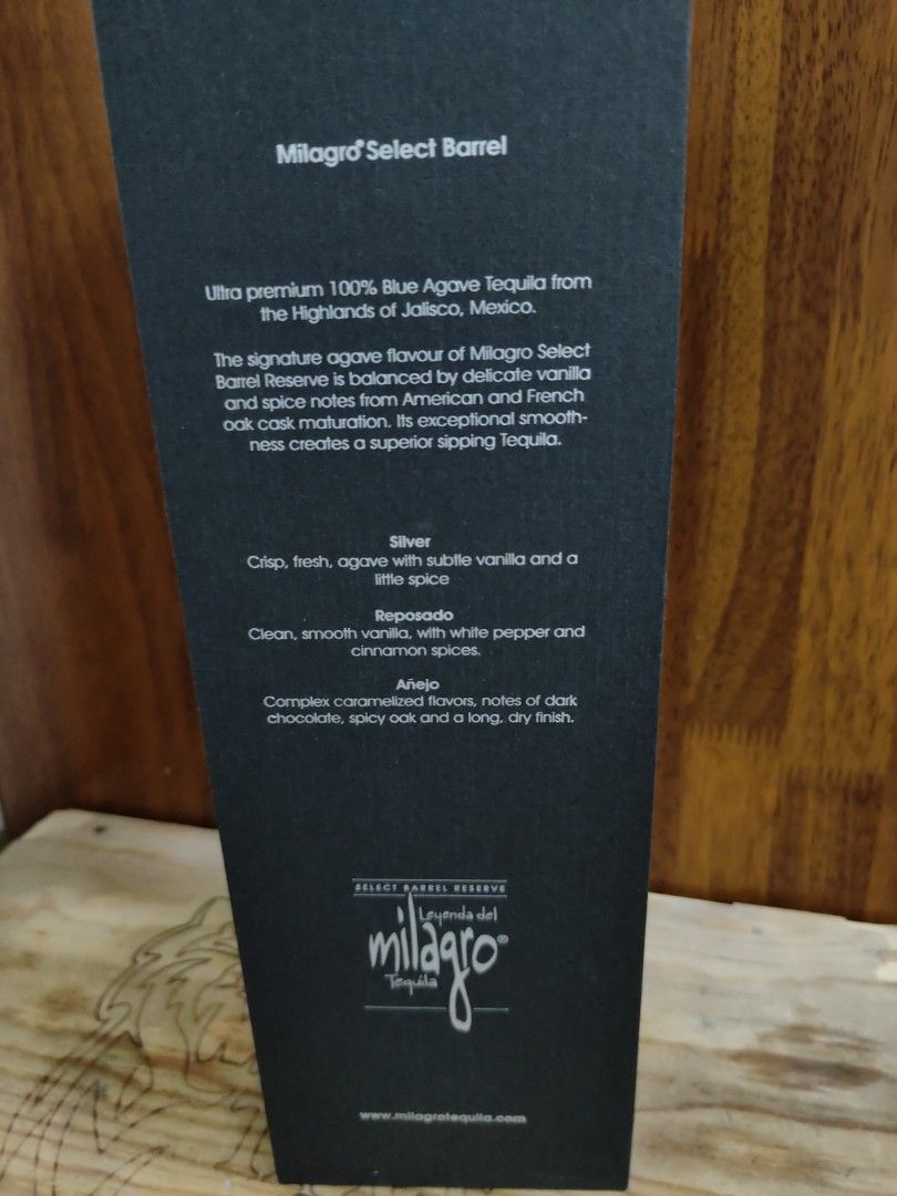 Milagro select Barrel leyenda del tequila, Food & Drinks, Alcoholic ...