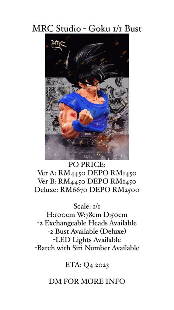 MRC Studio - Goku 1/1 Bust, Hobbies & Toys, Toys & Games on Carousell