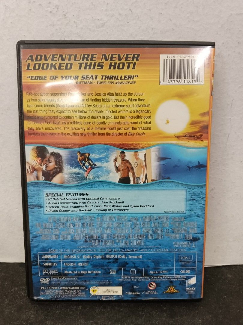 Original DVD: INTO THE BLUE - Paul Walker , Jessica Alba (Region 1 ...