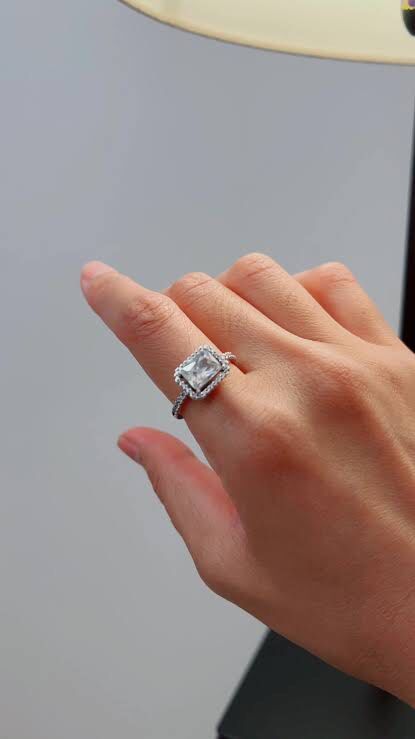 Pandora Rectangular Sparkling Halo Ring on Carousell