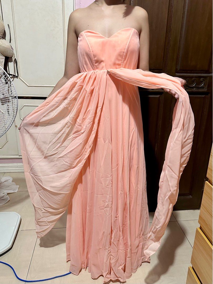 Peach semi-infinity gown | ELEGANT GOWN on Carousell