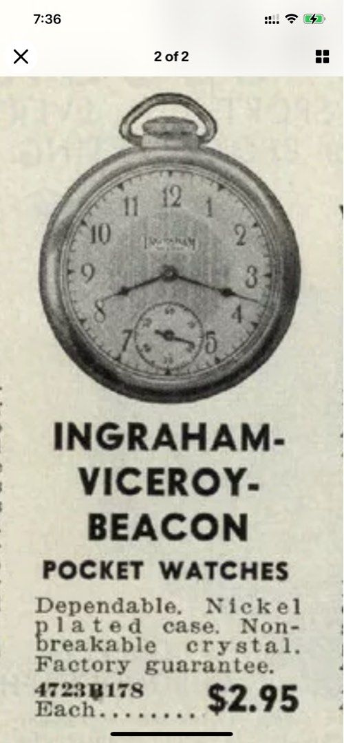 Pocket Watch / Ingraham Sturdy / Vintage / 1950s-60s / Dollar Watch ...