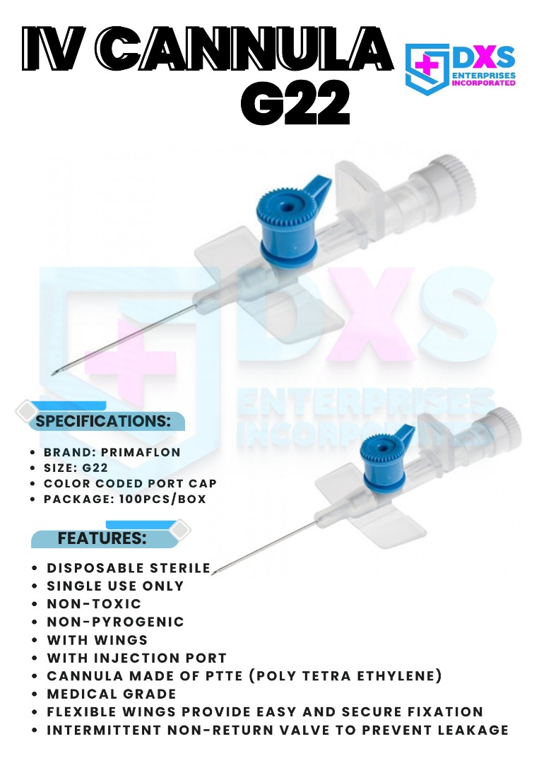 PRIMAFLON IV CANNULA G22, Health & Nutrition, Medical Supplies & Tools ...