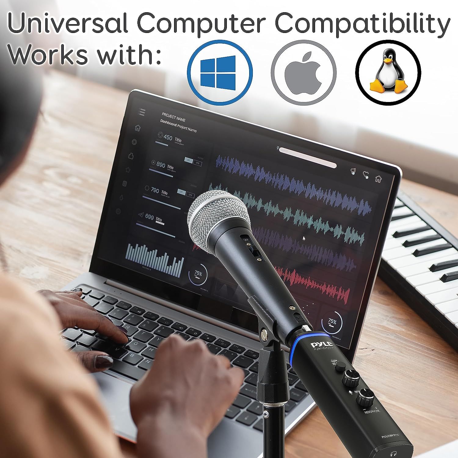 Pyle Microphone XLR-to-USB Signal Adapter - Universal Plug and Play XLR ...