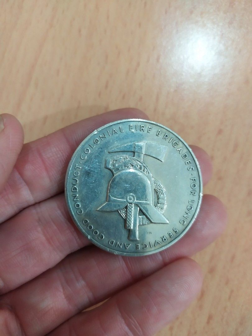 Rare Vintage Colonial Fire Brigade Long Service And Good Conduct Silver ...