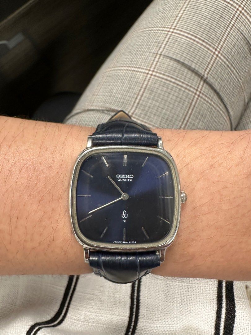 Rare Vintage Seiko Blue Sunburst Quartz Dress watch, Luxury, Watches on ...