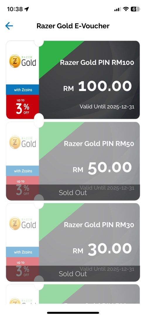 Razor Gold Reload Pin RM50 + RM100, Video Gaming, Gaming Accessories ... Razor Gold Reload Pin RM50 + RM100, Video Gaming, Gaming Accessories ...