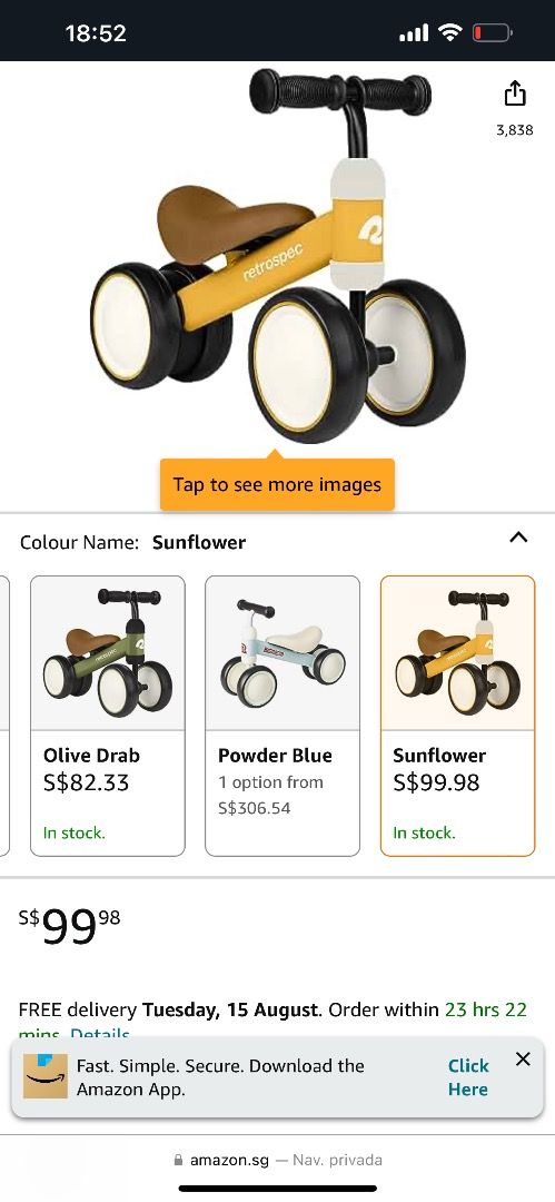 Retrospec Cricket Baby Walker Balance Bike with 4 Wheels for Ages 12-24 ...