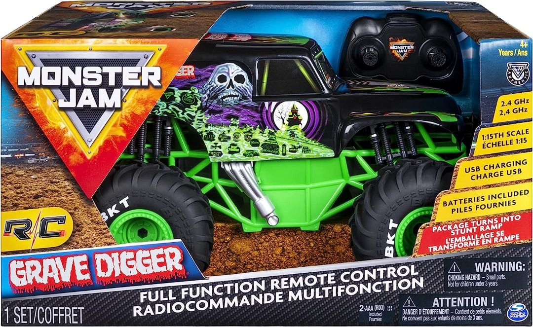 (sg stock) Monster Jam, Official Grave Digger Remote Control Truck 1:15 ...