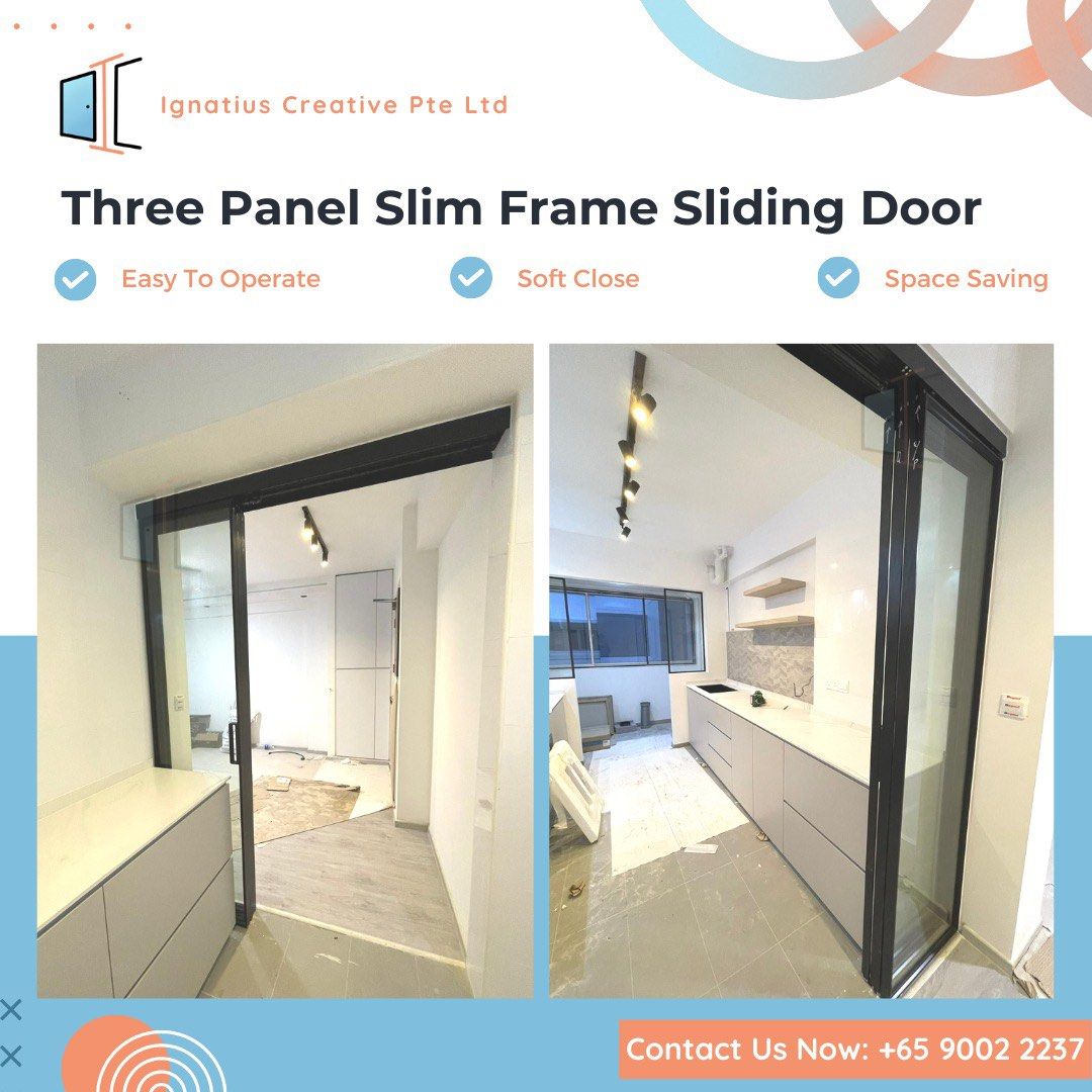 Slim frame soft closing sliding door, Home Services, Others on Carousell
