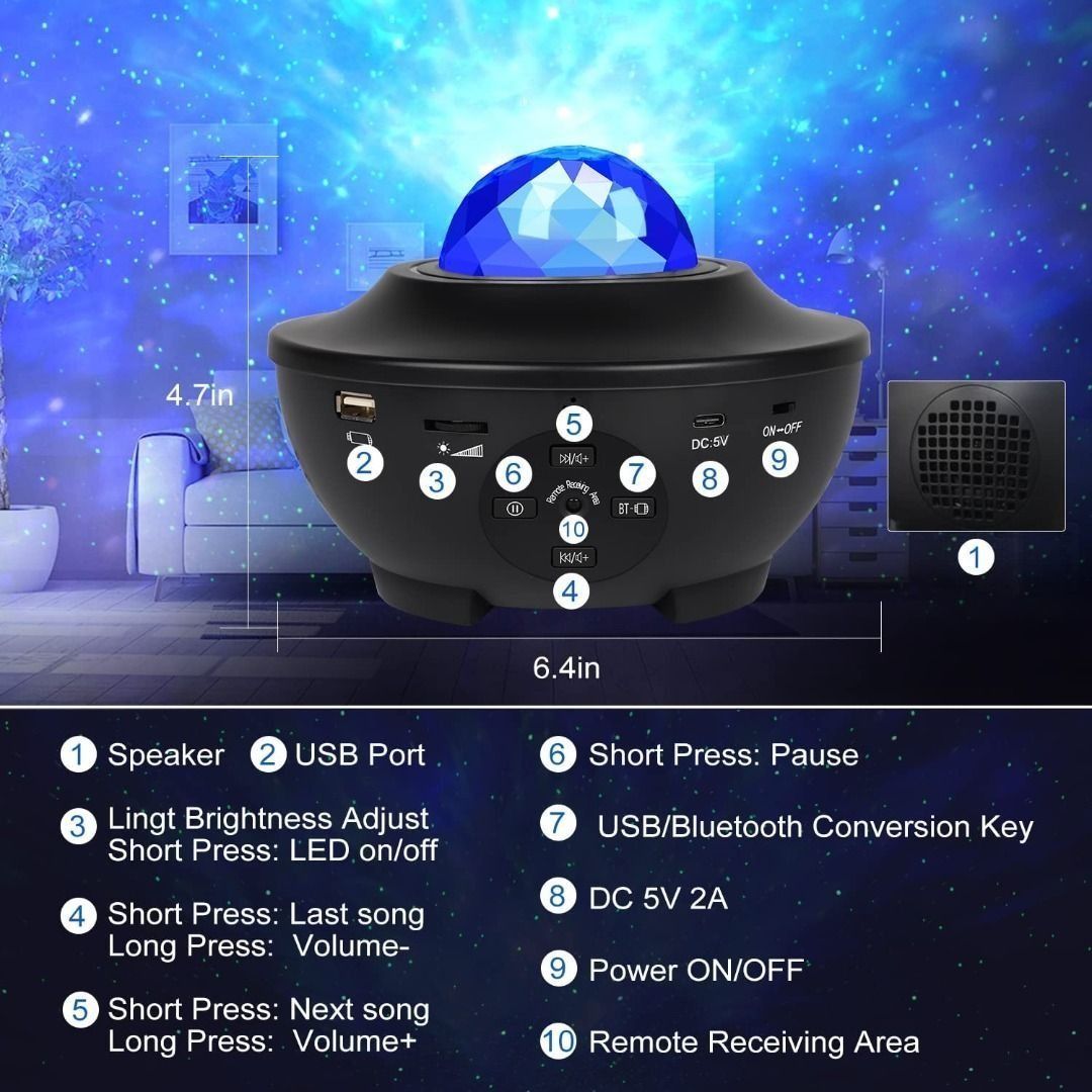 Star Projector, Ocean Wave Night Light Projector with Adjustable ...