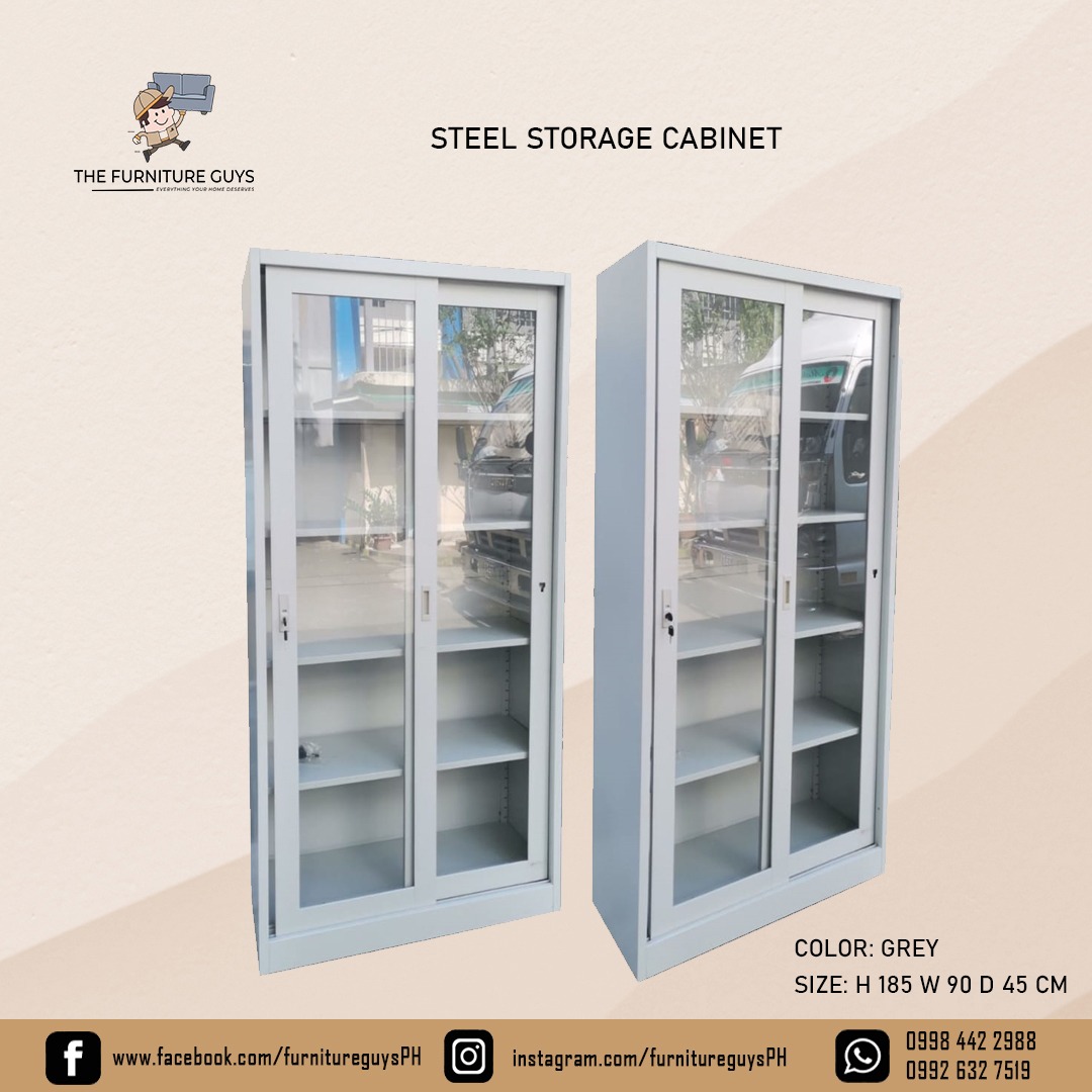 STEEL STORAGE CABINET (SLIDING DOOR), Furniture & Home Living ...