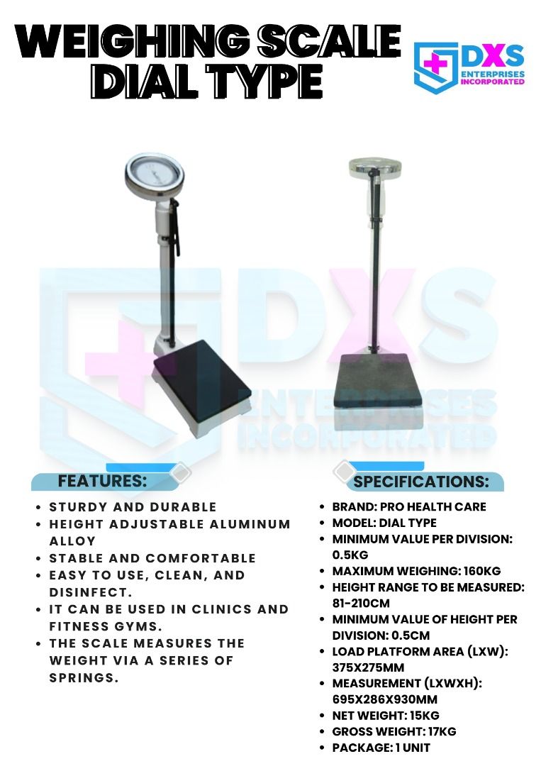 WEIGHING SCALE DIAL TYPE FOR ADULT, Health & Nutrition, Health Monitors ...