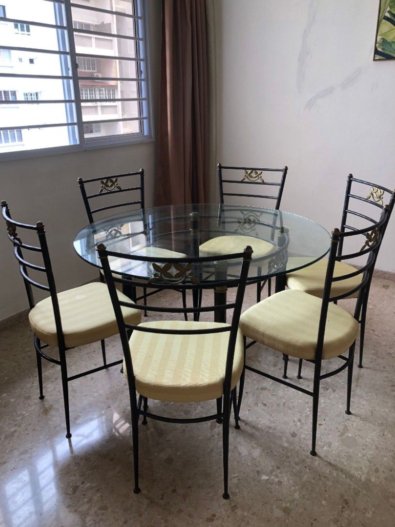 Wrought Iron Dining Table Set, Furniture & Home Living, Furniture ...