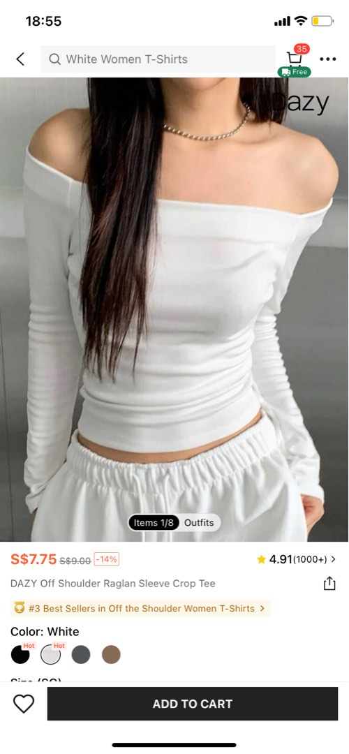 Y2k shein off shoulder top, Women's Fashion, Tops, Longsleeves on Carousell