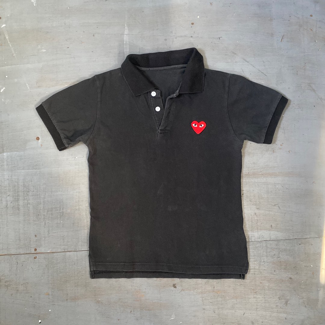 Authentic Washed Black CDG Polo Shirt on Carousell
