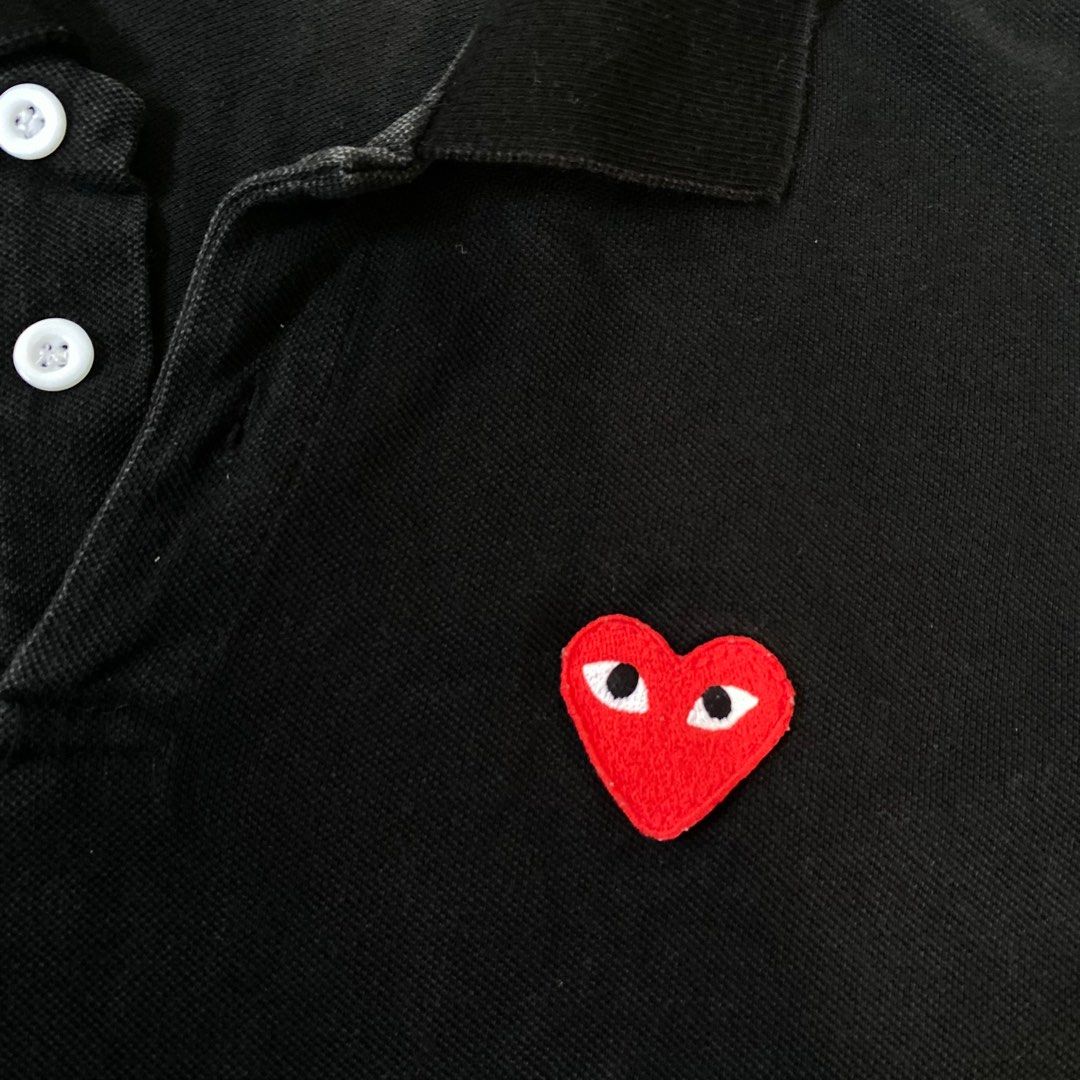 Authentic Washed Black CDG Polo Shirt on Carousell