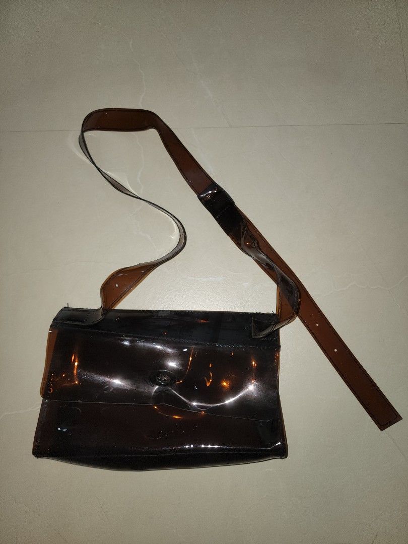 brown transparent clear pvc vinyl shoulder bag purse on Carousell