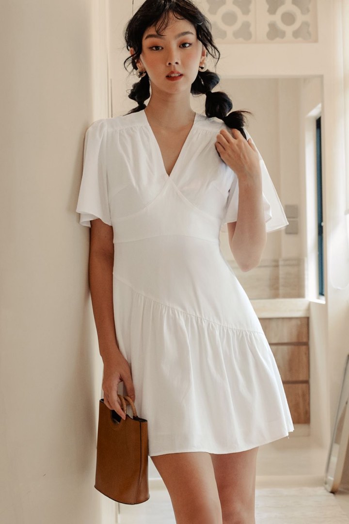 BURKE LINEN DRESS IN WHITE, Women's Fashion, Dresses & Sets, Dresses on Carousell