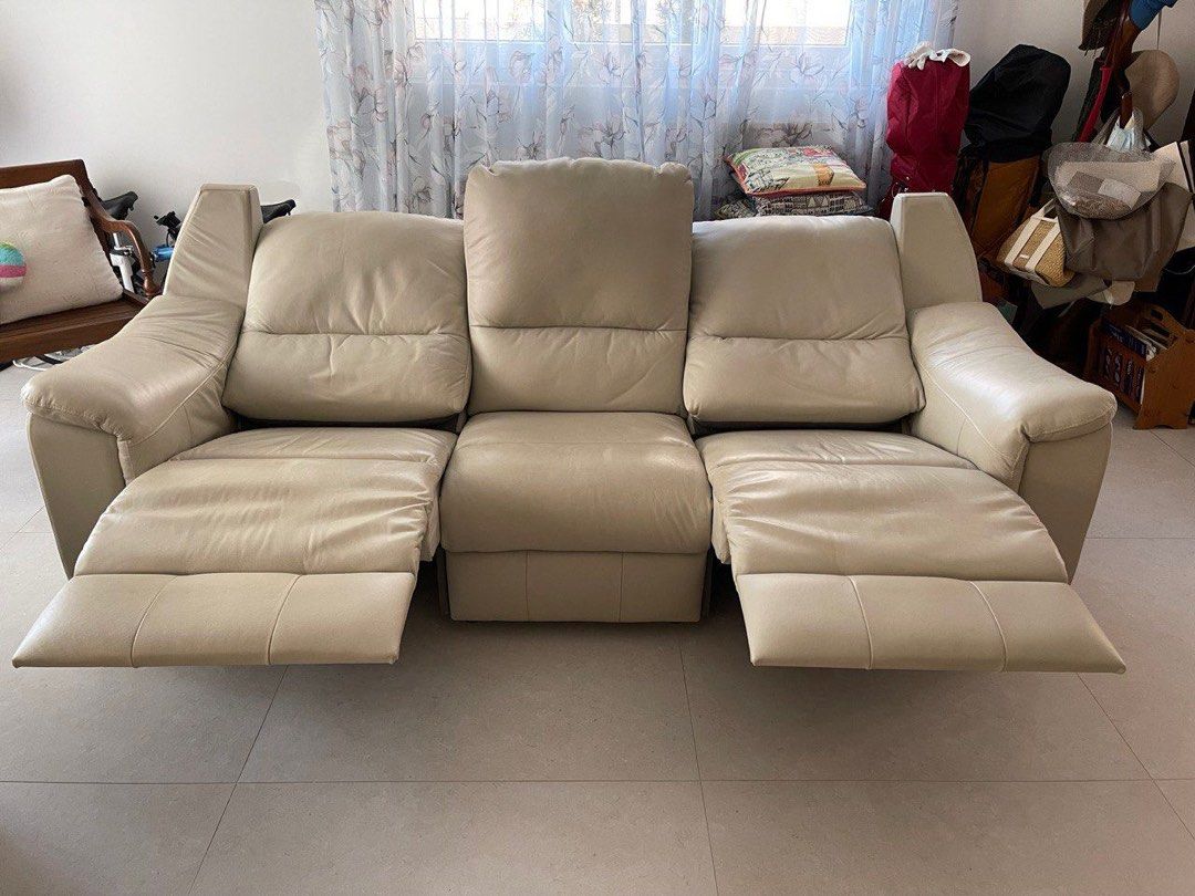CELLINI Concerto Motorised Leather Recliner Sofa With High Backrest ...