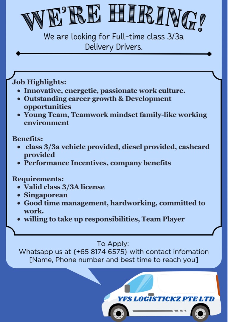 CLASS 3/3A Van delivery, Jobs, Transport & Delivery on Carousell