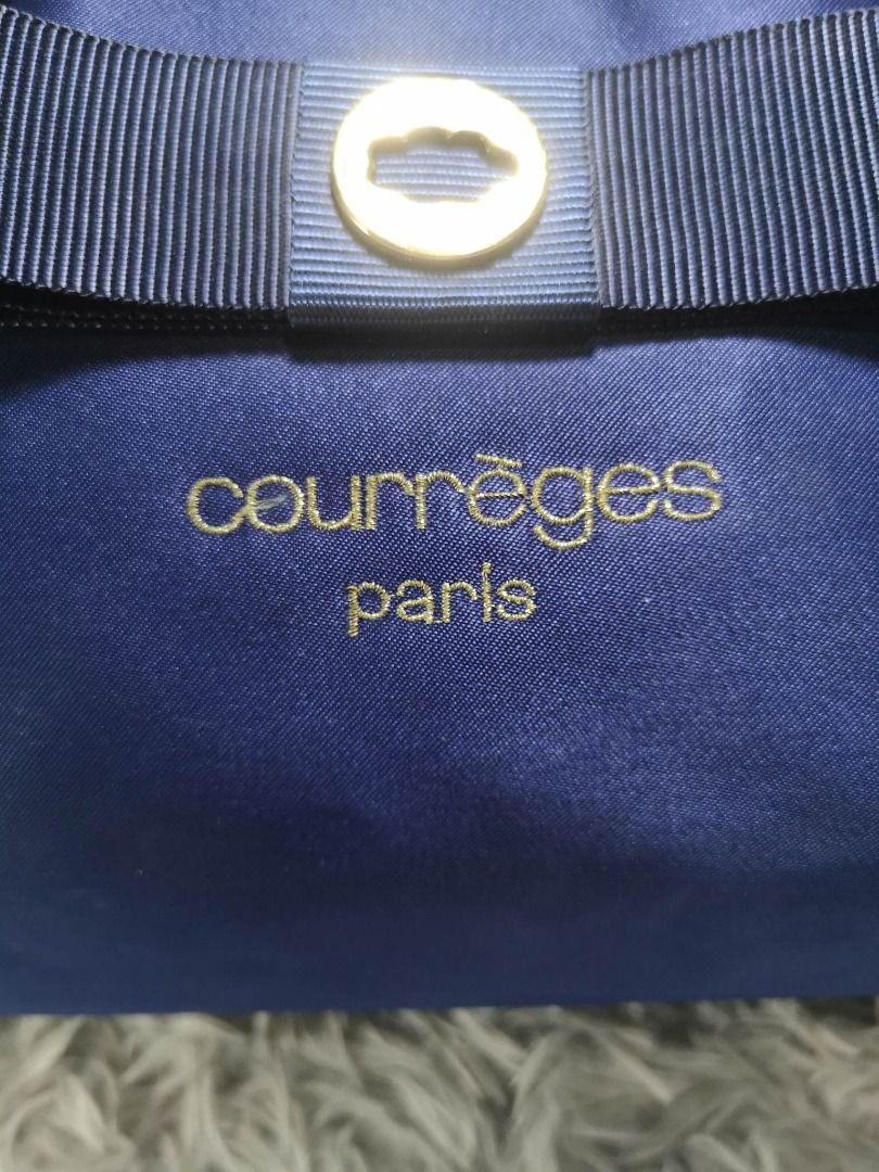 Courreges Paris Navy Blue Zipper Closure With Strap Duffel Bag on Carousell