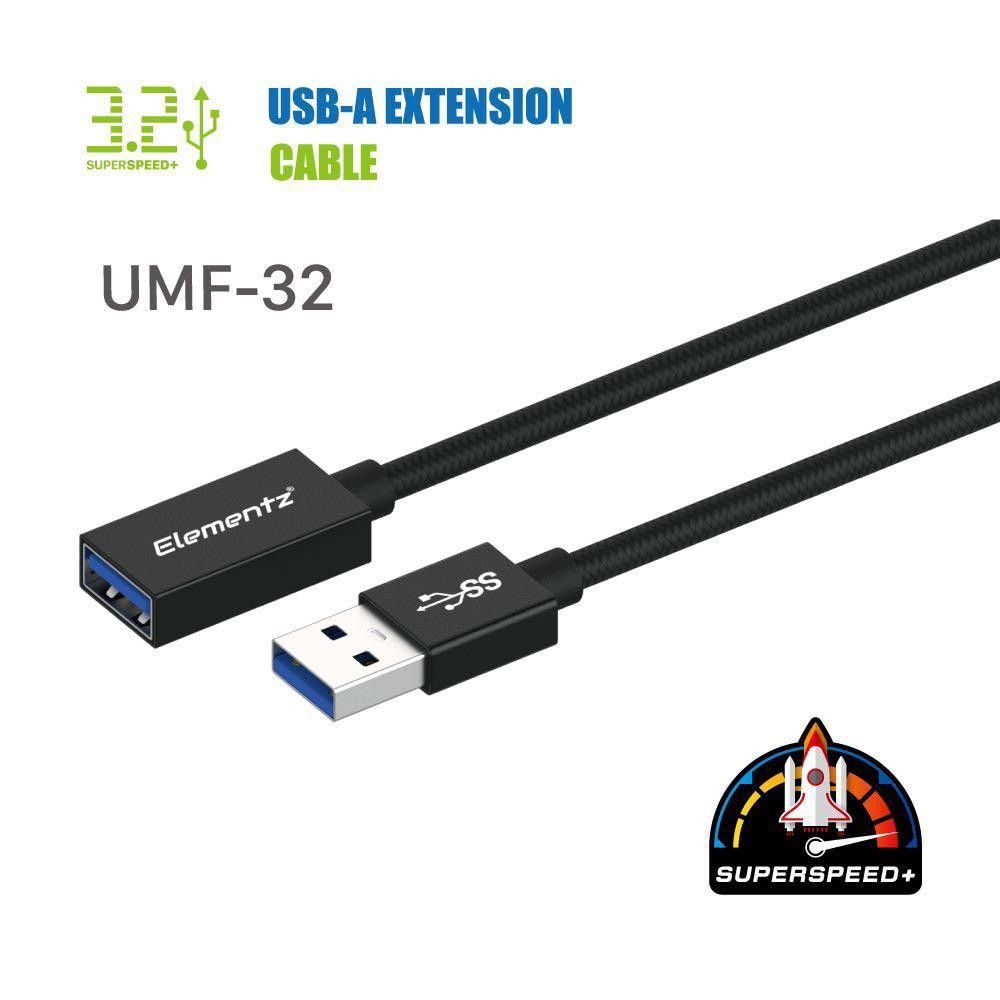 Elementz UMF-32 USB-A TO USB-AF 延長線, 手提電話, 電話及其他裝置配件, 充電器及電線 - Carousell