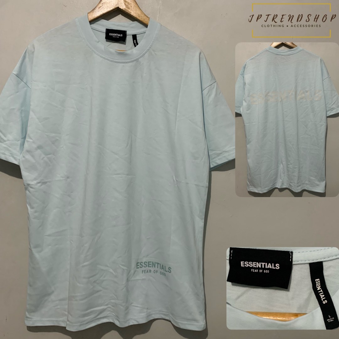 FEAR OF GOD ESSENTIALS REFLECTIVE T SHIRT (Sky Blue) on Carousell