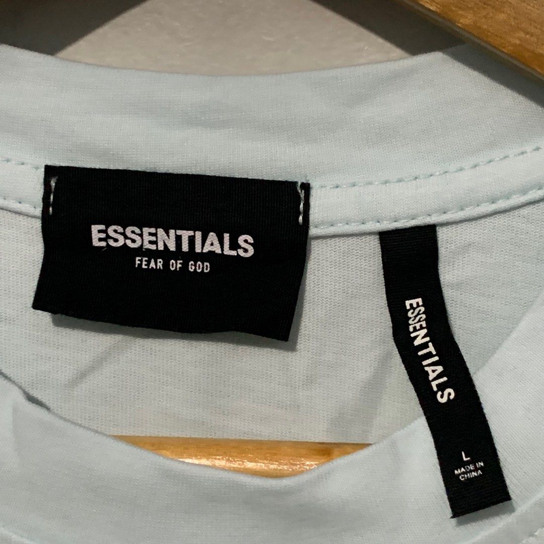 FEAR OF GOD ESSENTIALS REFLECTIVE T SHIRT (Sky Blue) on Carousell