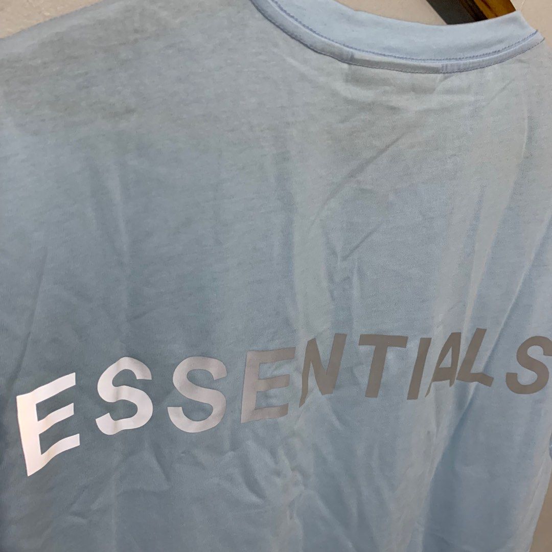 FEAR OF GOD ESSENTIALS REFLECTIVE T SHIRT (Light Blue) on Carousell