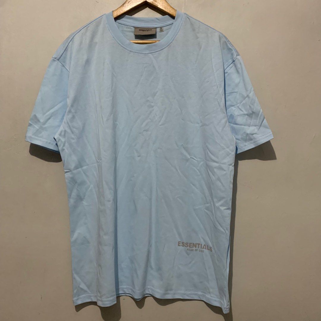 FEAR OF GOD ESSENTIALS REFLECTIVE T SHIRT (Light Blue) on Carousell
