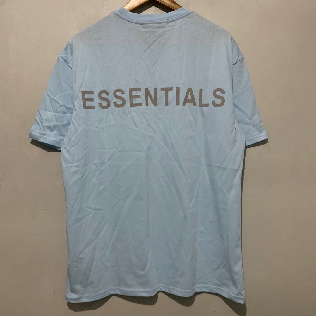 FEAR OF GOD ESSENTIALS REFLECTIVE T SHIRT (Light Blue) on Carousell