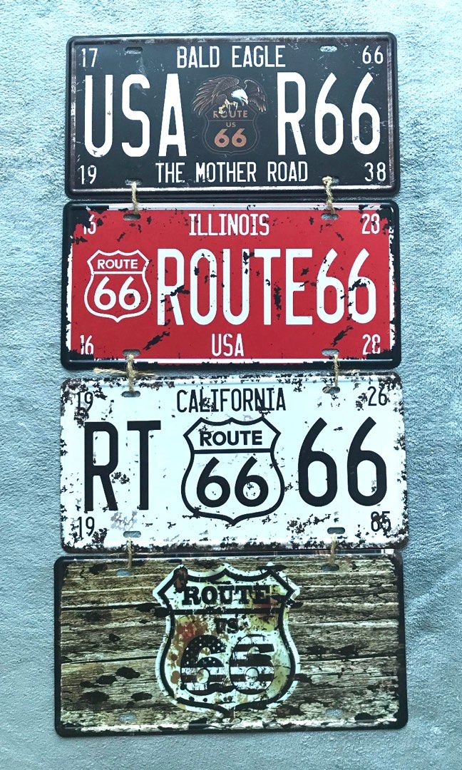 Harley Davidson Route 66 Metal Plates, Hobbies & Toys, Memorabilia ...