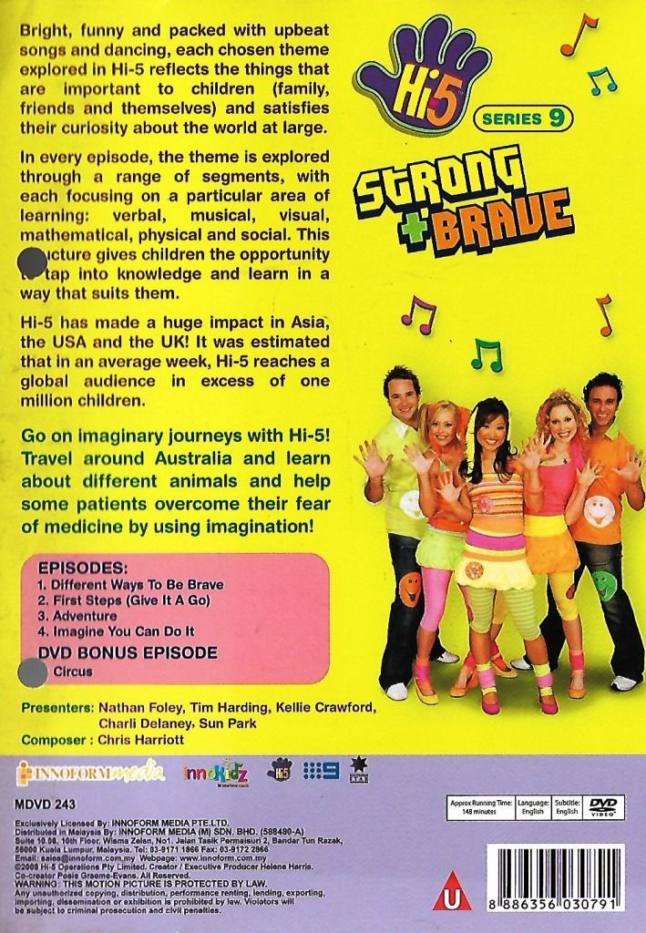 Hi-5 Strong + Brave DVD 2007 Series 9 Vol.6 Australian Children TV ...