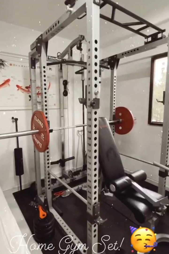 Home Gym Force USA VERSARACK + Vigor Premium Weight Bench + Iron Weight ...