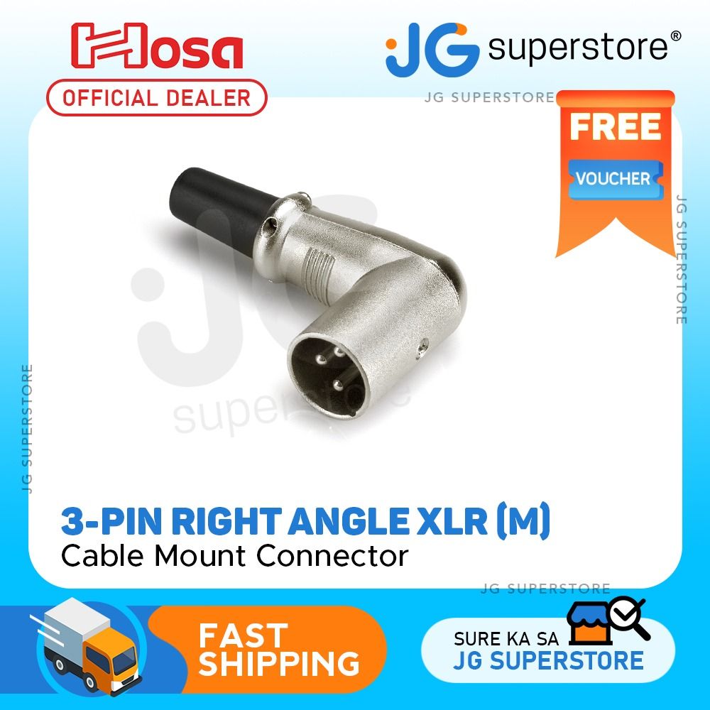 Hosa 3-Pin Right Angle XLR Female/Male Clamp Strain Relief Cable Mount ...
