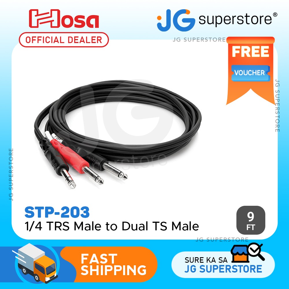 Hosa Technology STP-203 Stereo 1/4 Male to (2) Mono 1/4 Male Y-Cable ...