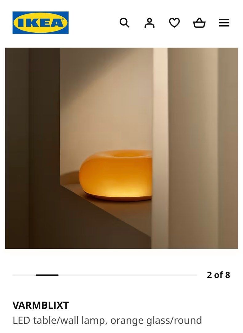 IKEA VARMBLIXT TABLE/WALL LAMP ORANGE DONUT, Furniture & Home Living ...