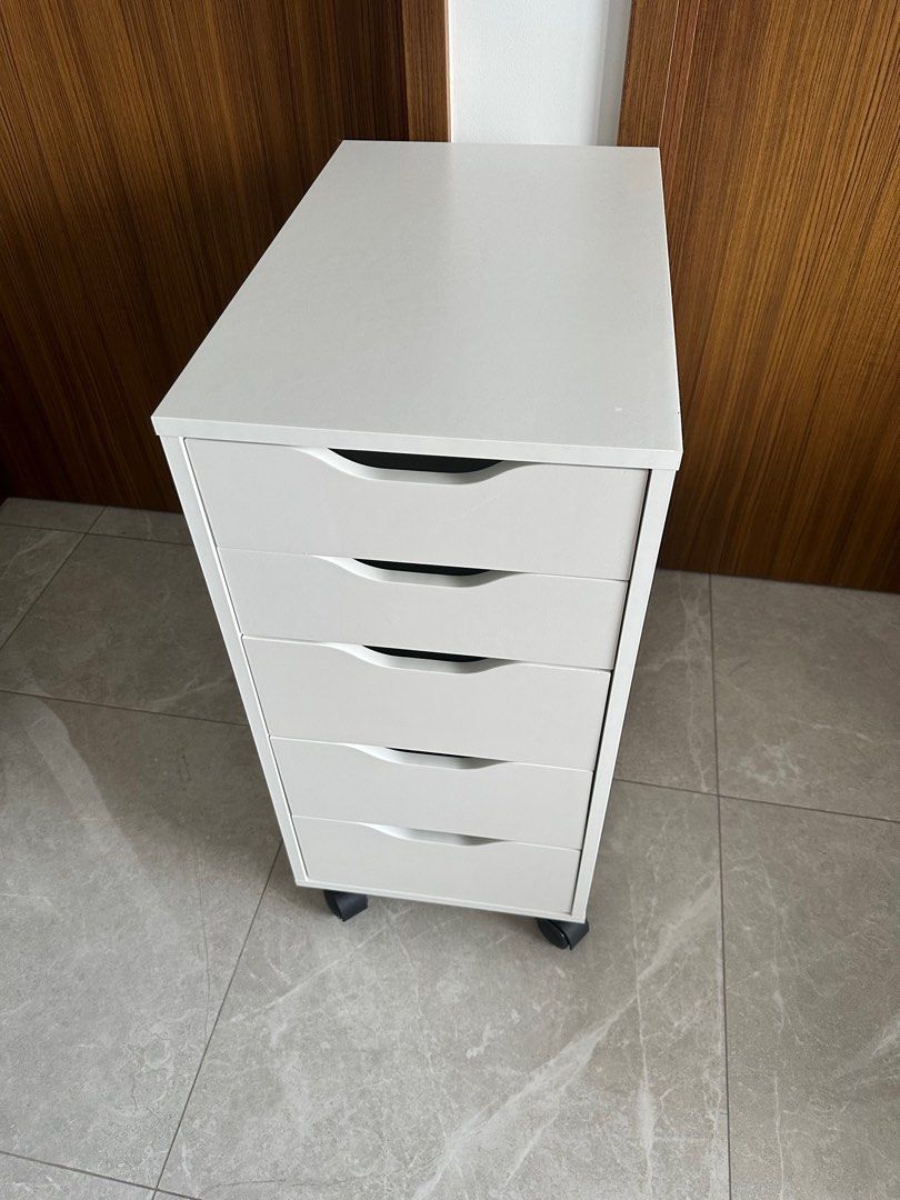 IKEA wooden filing cabinet with wheels, Furniture & Home Living ...